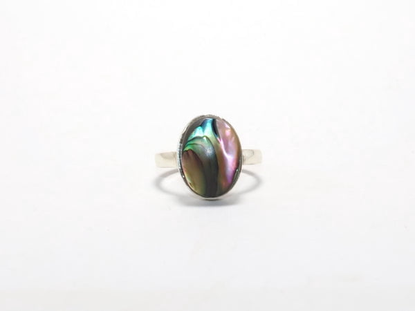 Heaven Crafts 925 Sterling Silver Oval Shape Abalone Shell Ring Boho ...