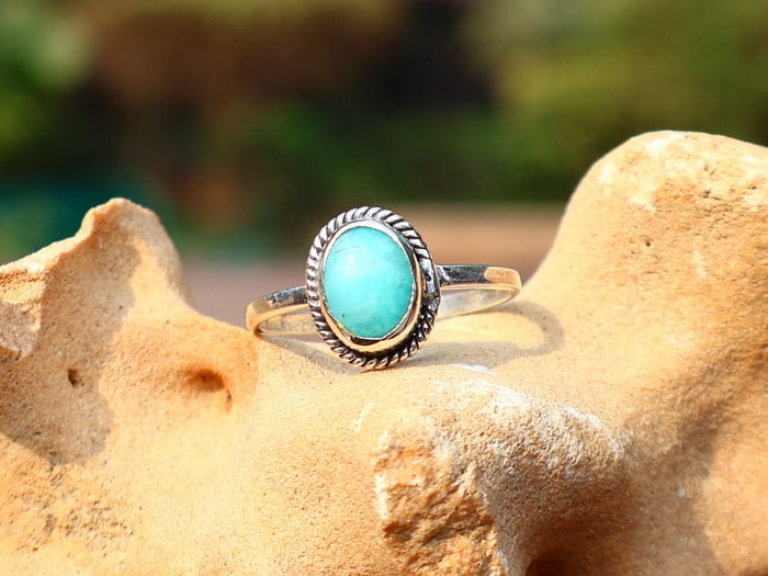 Heaven Crafts Natural Larimar Oval Gemstone Ring 925 Sterling Silver ...