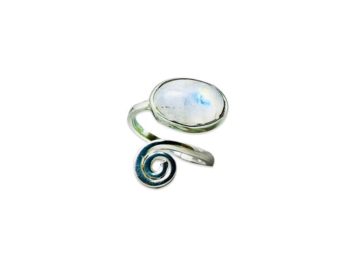 Heaven Crafts Spiral Rainbow Moonstone Ring Sterling Silver Handmade ...