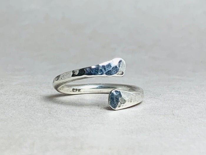 Heaven Crafts Spiral Ring Sterling Silver 925 Hammered Adjustable Boho ...