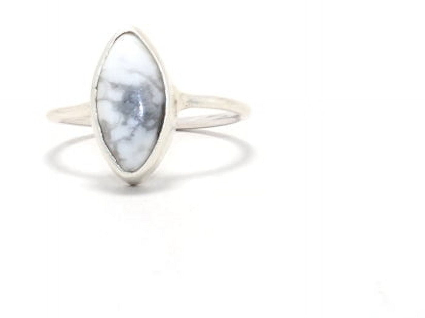 Heaven Crafts White Howlite Ring 925 Sterling Silver Marquise Shape Gemstone Boho Minimalist ...