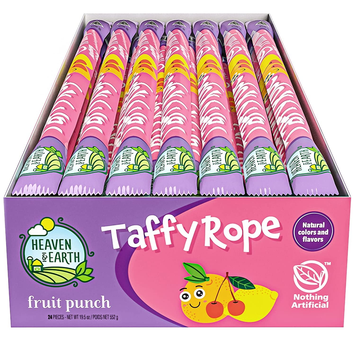 Heaven & Earth Fruit Punch Taffy Rope 19.5oz 24 Pack Made with Natural ...