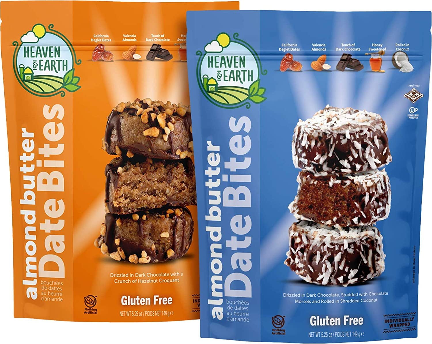 Heaven & Earth Gluten Free Chocolate Covered Almond Date Bites 5.25oz 2 ...