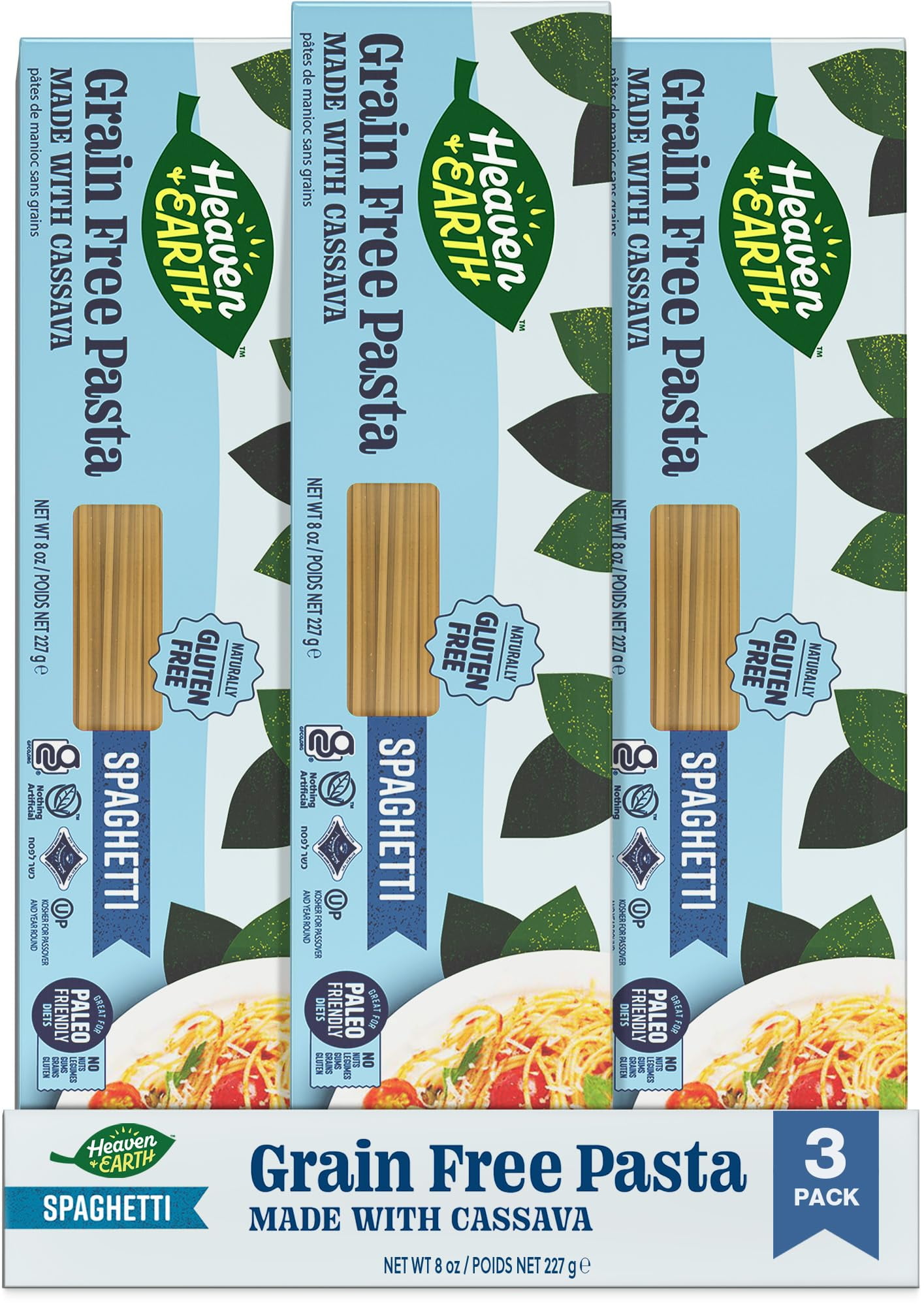 Heaven & Earth Grain Free Pasta, Cassava Spaghetti Pasta, 8oz (3 Pack ...