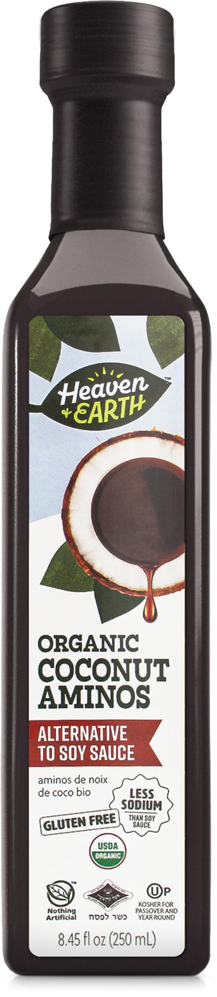 HEAVEN & EARTH Organic Coconut Aminos, 8.4 oz, Soy Free, Paleo Friendly ...