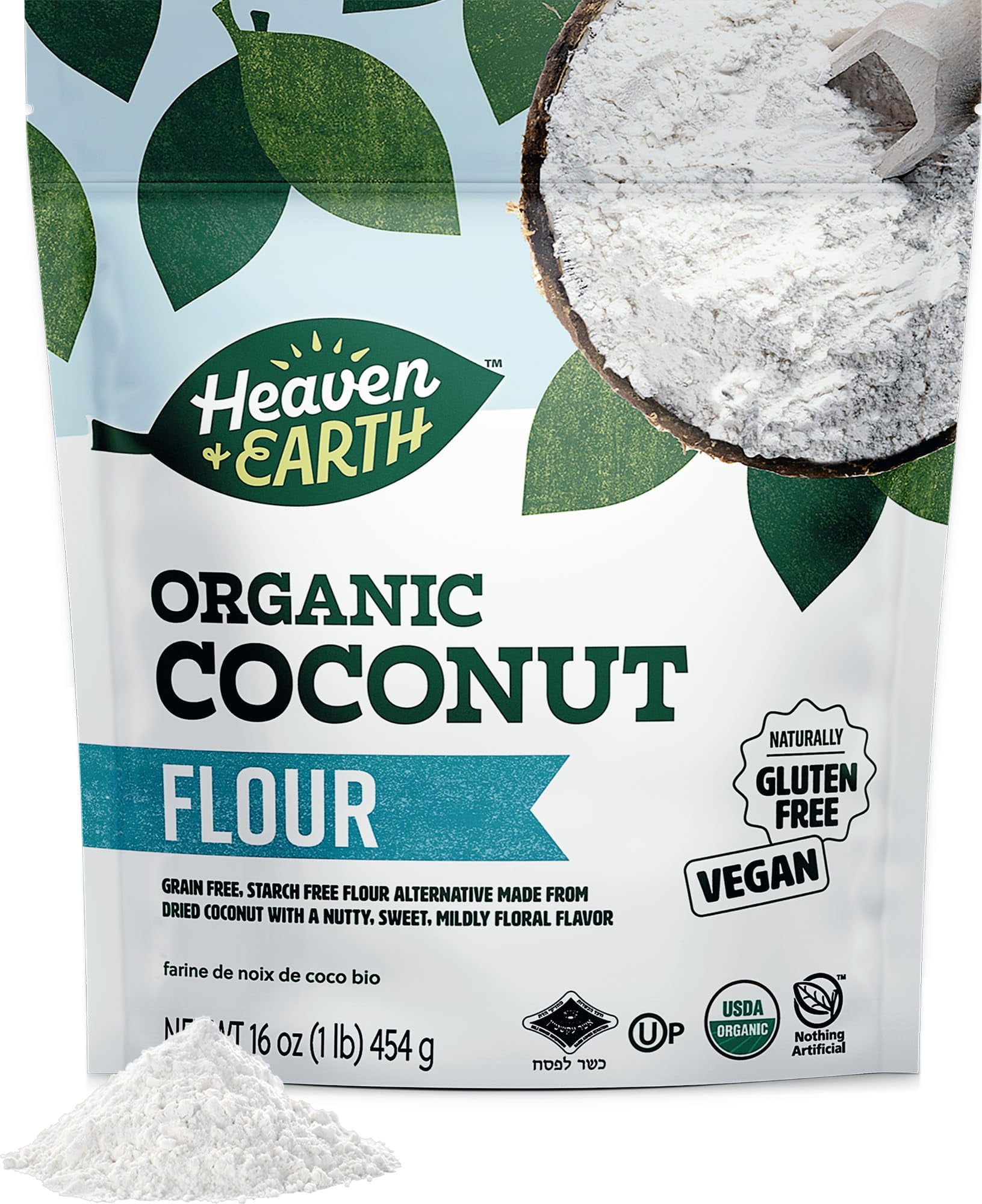 HEAVEN & EARTH Organic Coconut Flour 16oz Gluten Free Grain Free Keto ...