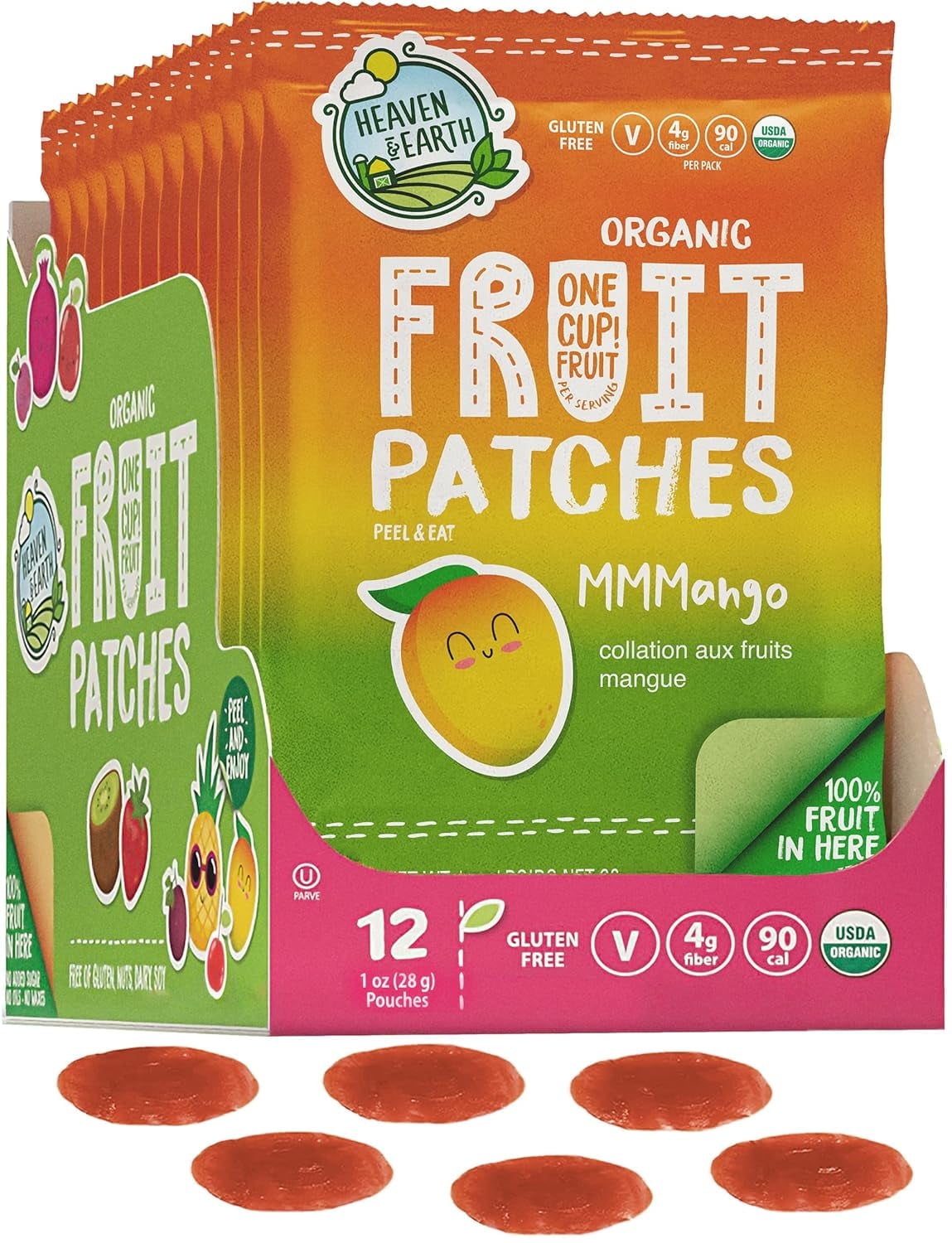 Heaven & Earth Organic Mango Fruit Patches, 1oz (12 Pack) | Kosher for ...
