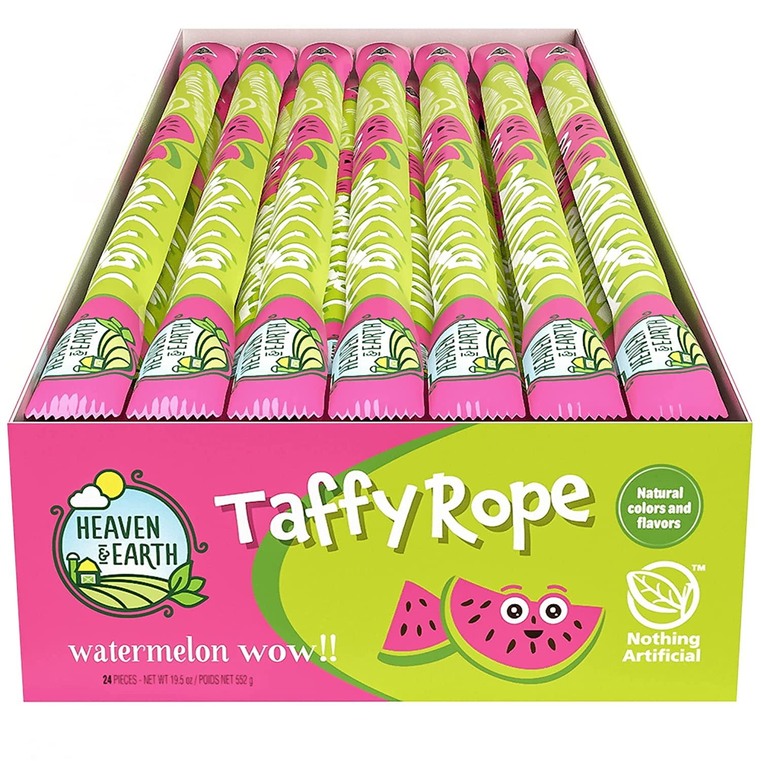 HEAVEN & EARTH Watermelon Wow Taffy Rope 19.5oz 24 Pack Gluten Free No ...