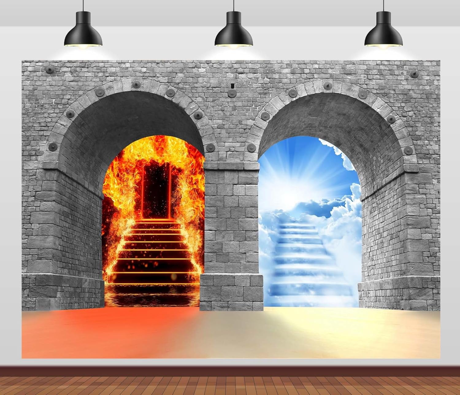 Heaven Hell Backdrop Angels and Devils Heaven Hell Gate Background ...