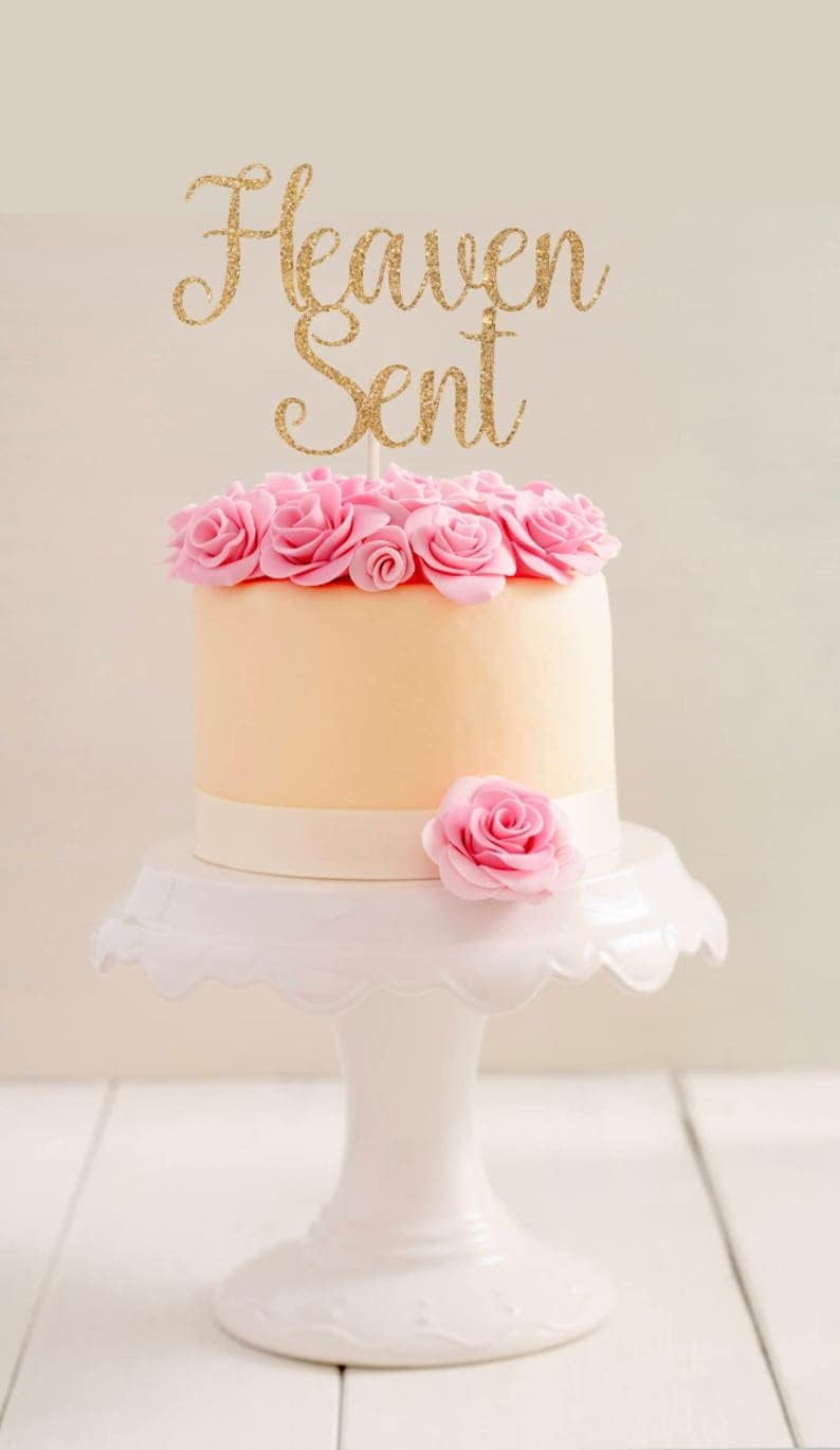 Heaven Sent Cake Topper, Baby Shower Cake Topper, Gender Reveal Cake ...