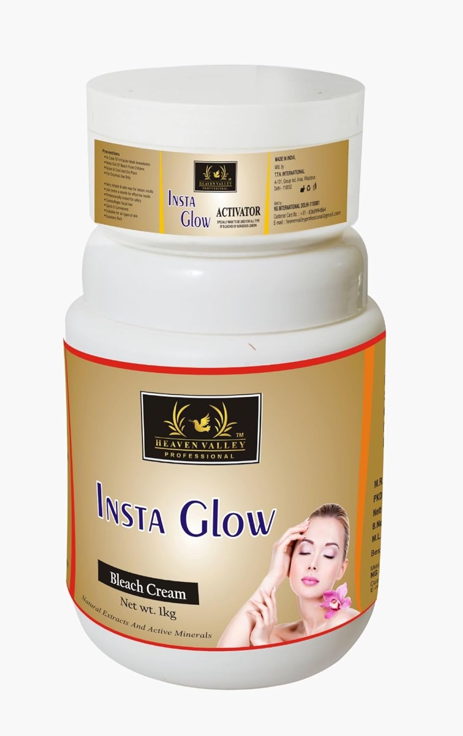 Heaven Valley Insta Glow Bleach Cream 1 Kg with Natural Extracts and ...