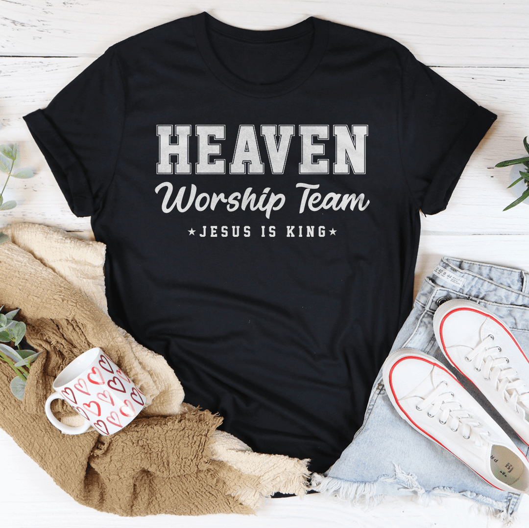 Heaven Worship Team Jesus Is King Tee Athletic Heather S Peachy Sunday ...