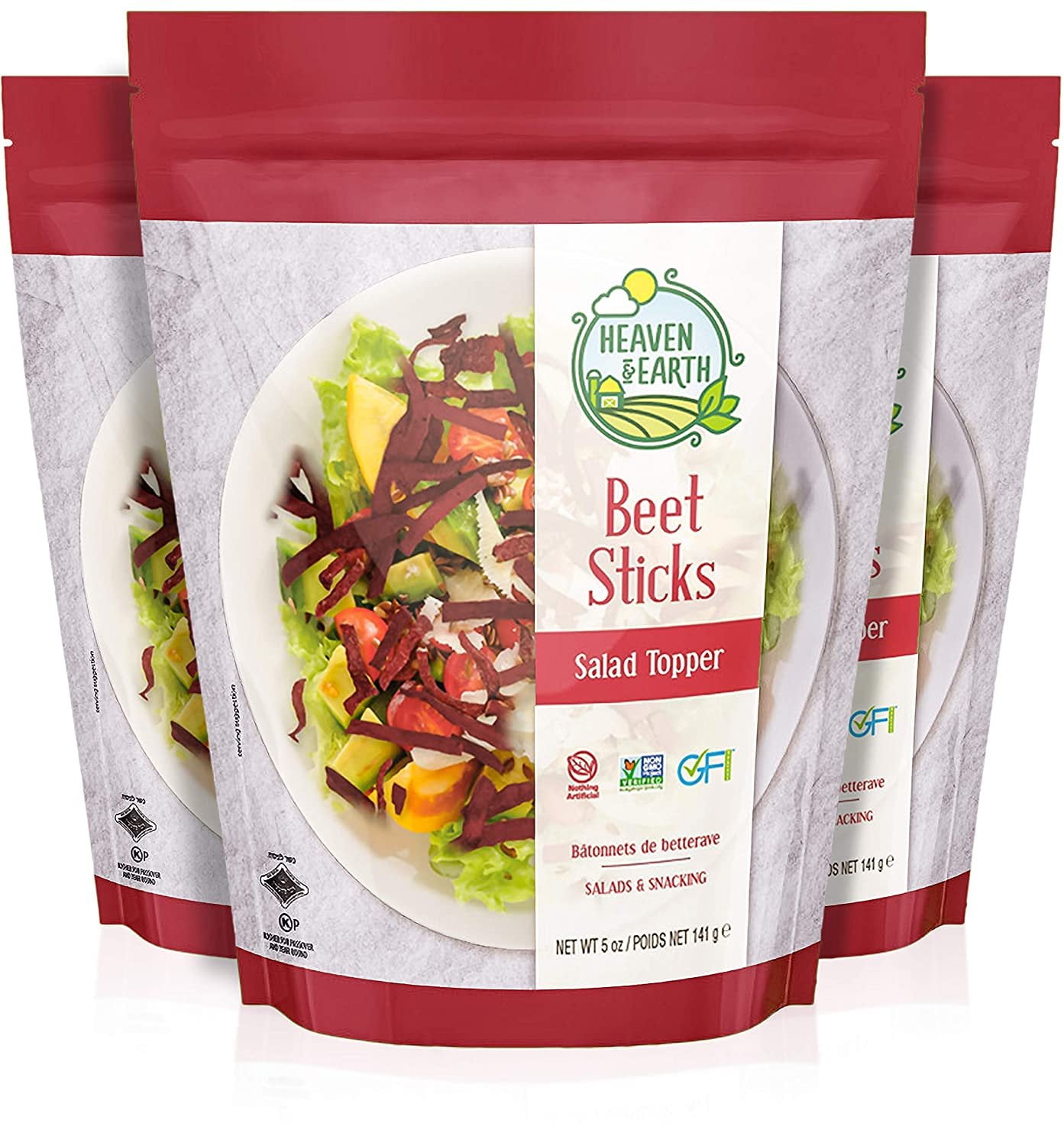 HEAVEN & EARTH Beet Sticks Salad Toppers, 5oz Pack of 3, Kosher, All ...