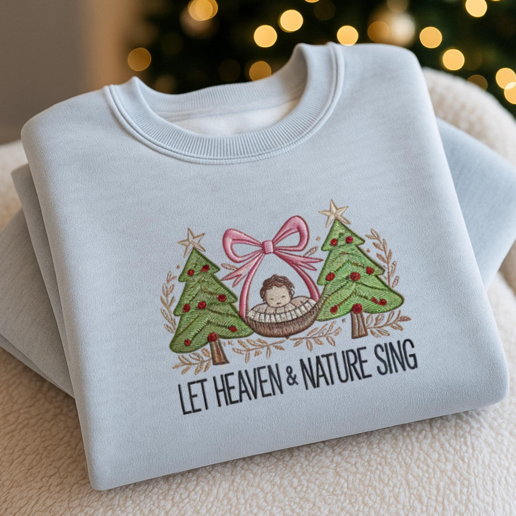 Heaven and Nature Sing Embroidered Sweatshirt, Whimsical Christmas ...