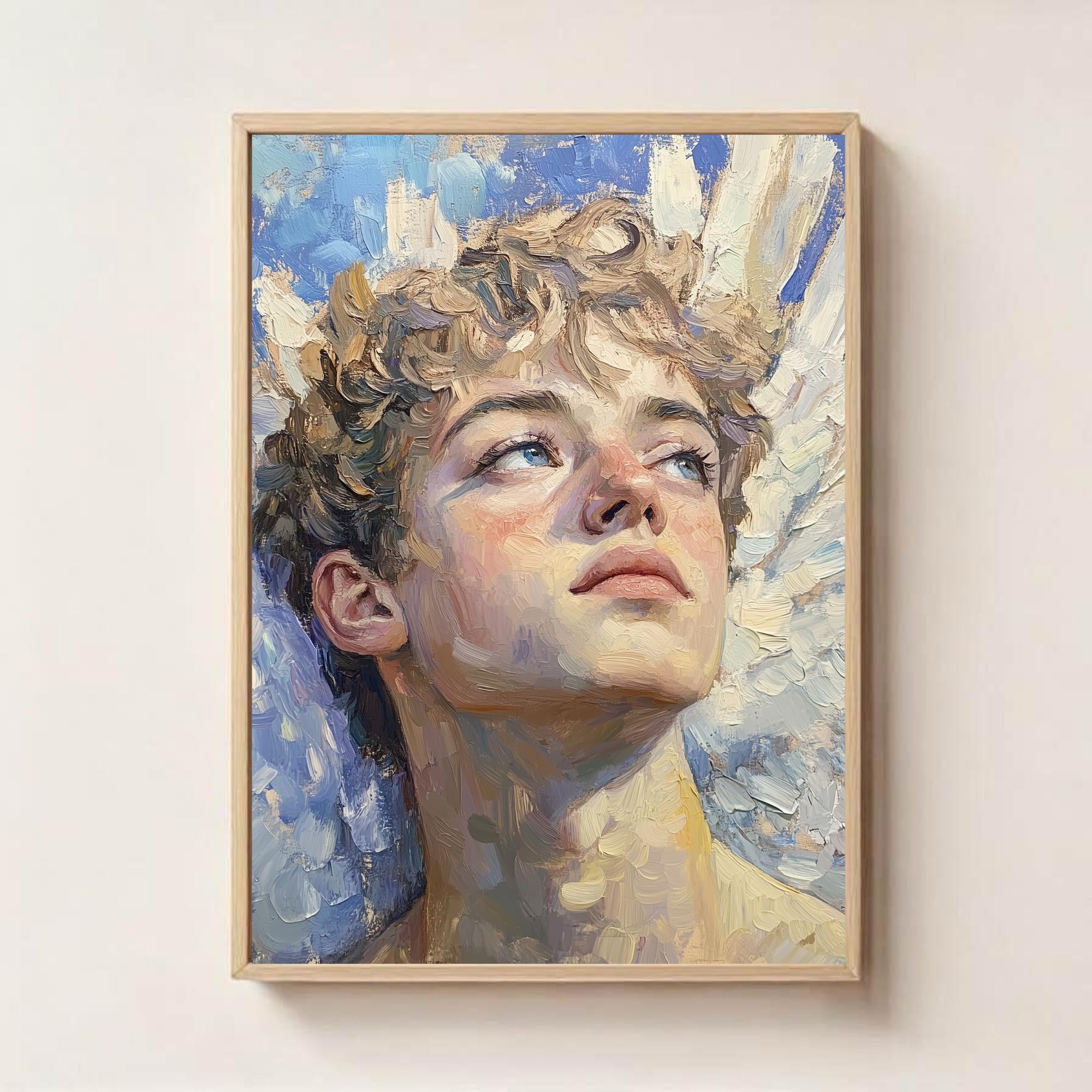 Heavenly Angel Art Print – Serene Boy Angel Portrait – Angelic Art ...