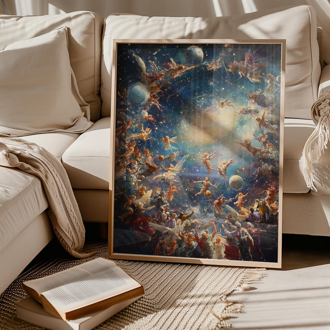 Heavenly Angel Vortex, Baroque Celestial Wall Art, Ascending Angels In ...