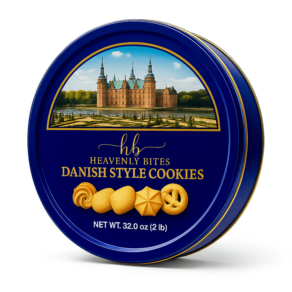 Heavenly Bites Danish Butter Cookies, Gift Metal Tin, 32 oz, Shortbread ...