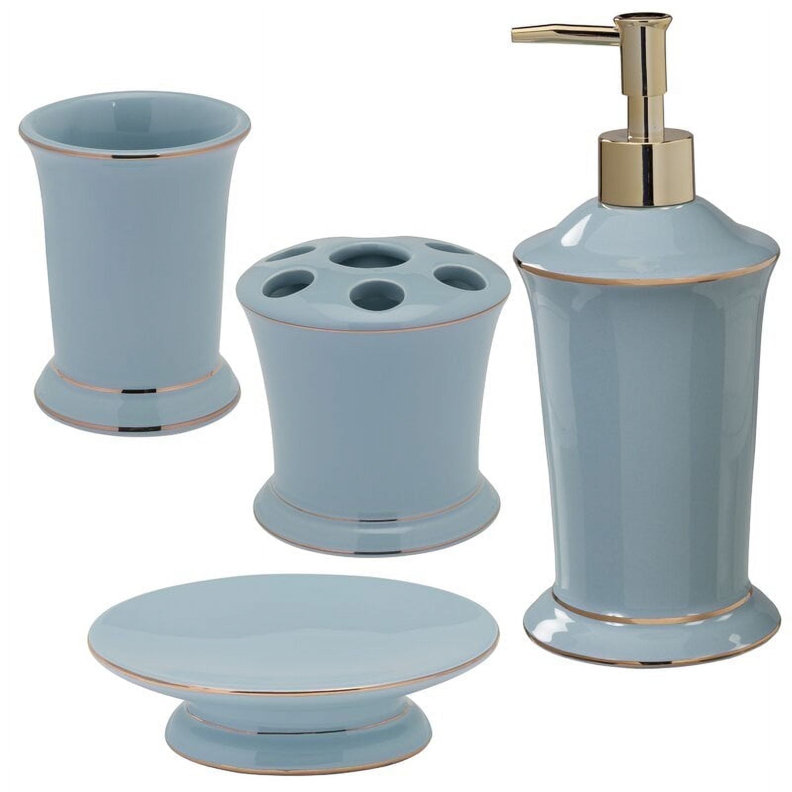 Heavenly Designs Watson Bathroom Accessories - Four Piece Blue Ceramic ...