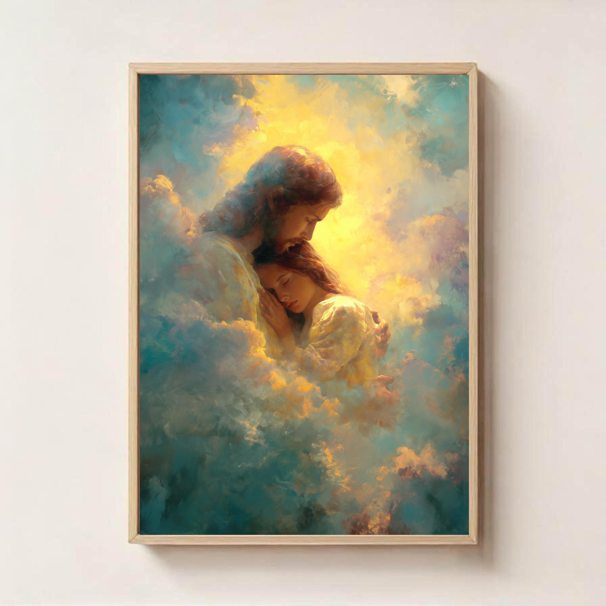 Heavenly Embrace Of Jesus And Child Art Print, Bible Art, Christian Art ...