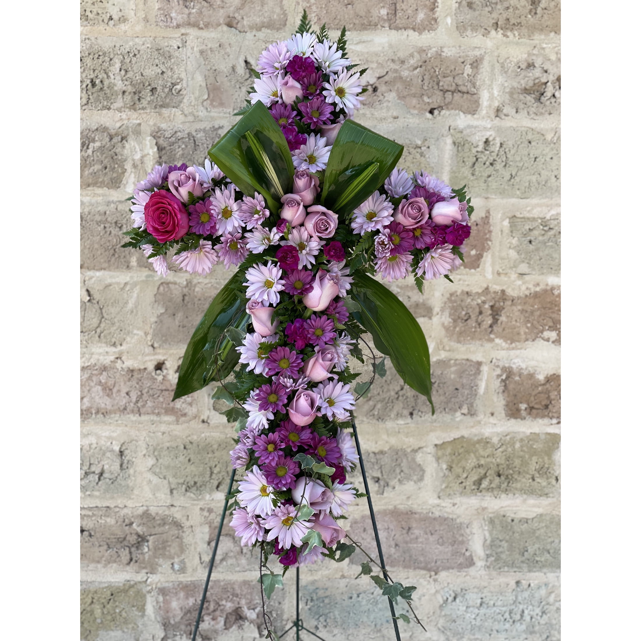 Heavenly Floral Designs Finest Farewell Sympathy Cross - Deluxe ...
