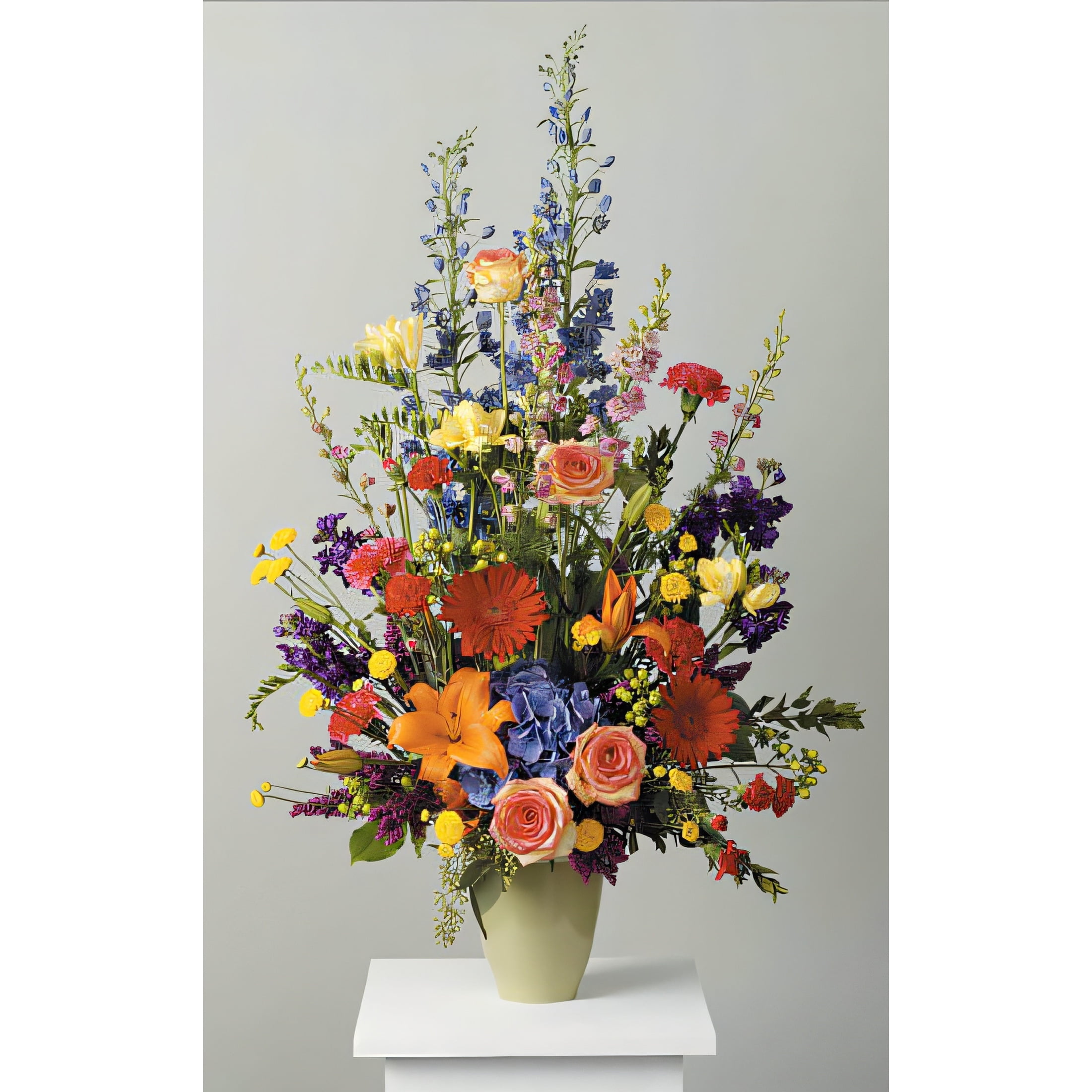 Heavenly Floral Designs Polychromatic Stylized Vase Arrangement ...