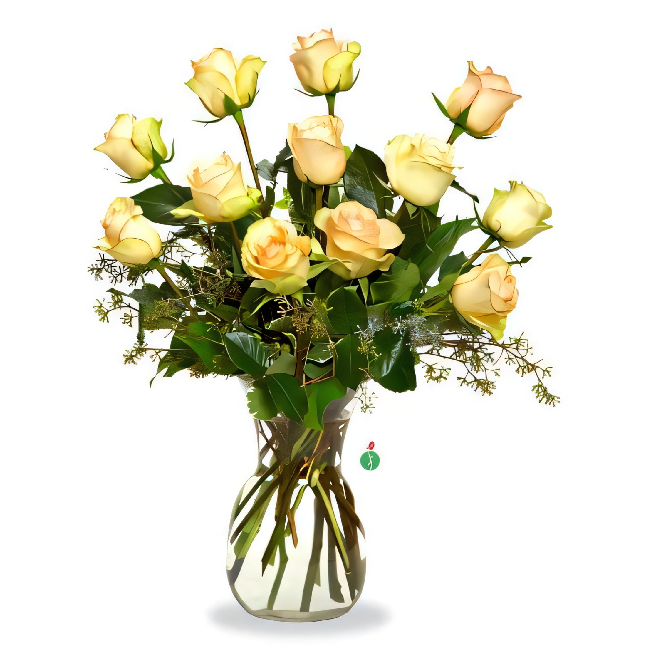 Heavenly Floral Designs a Dozen Cream Roses - Deluxe - Walmart.com