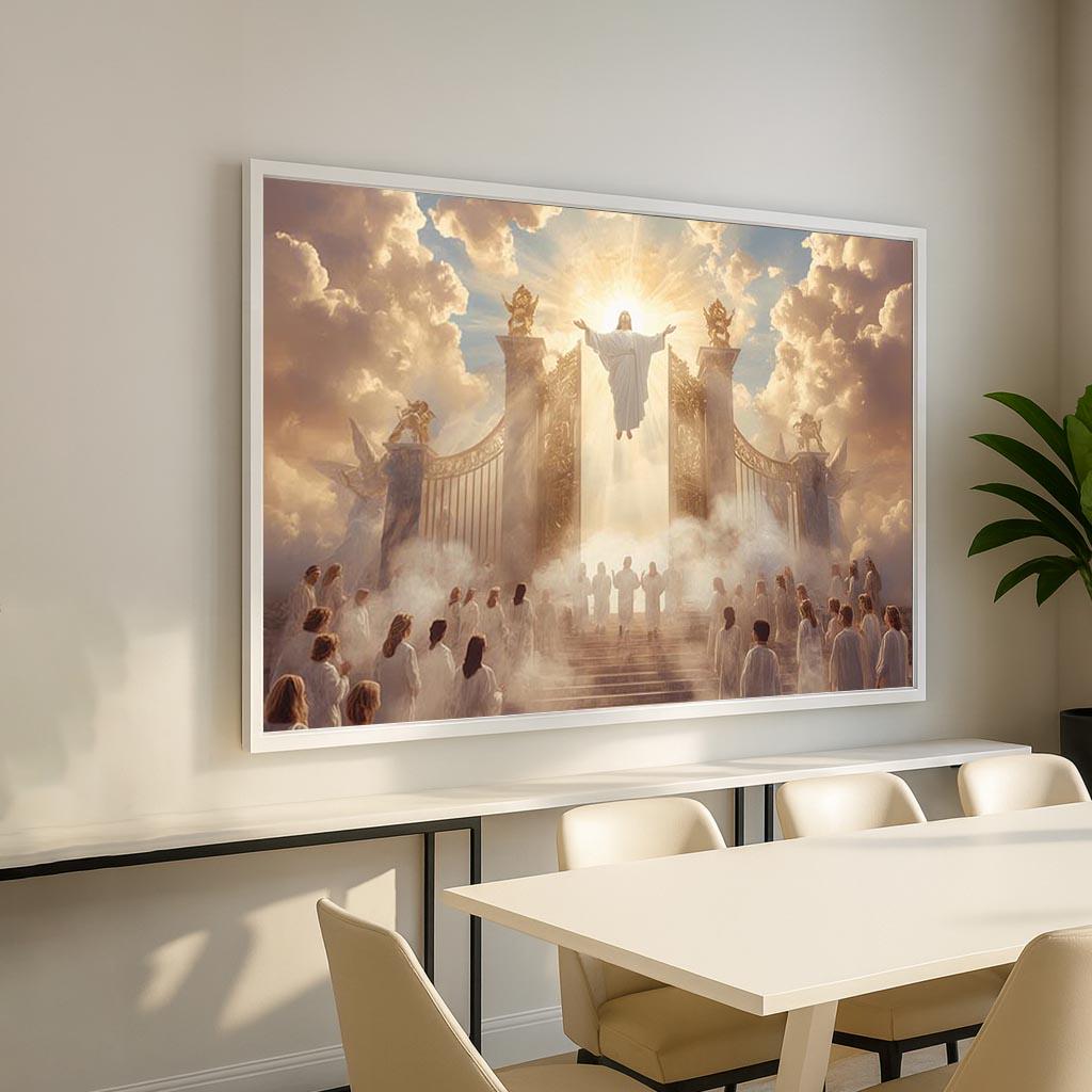 Heavenly Gates Of Light | Jesus Ascending In Glory | Christian Wall Art ...