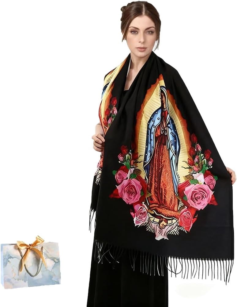 Heavenly Grace Virgen de Guadalupe Shawl for Women, Soft Virgin Mary ...