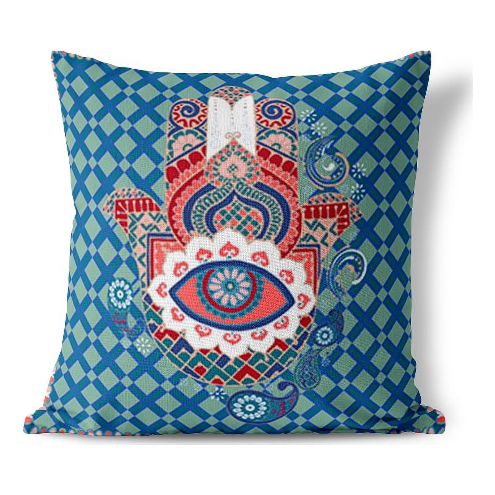 Heavenly Hand Indoor/Outdoor Pillow with Removable Cover in Blue 18x18 ...