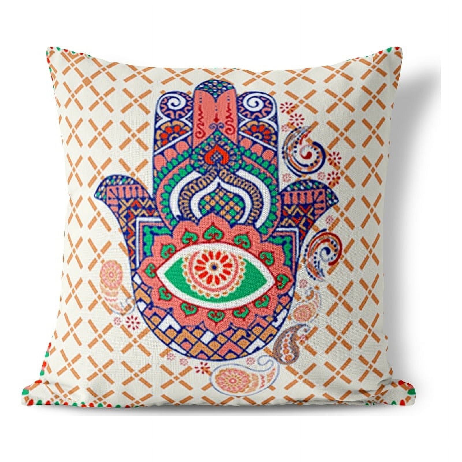 Heavenly Hand Indoor/Outdoor Pillow with Removable Cover in Cream 16x16 ...