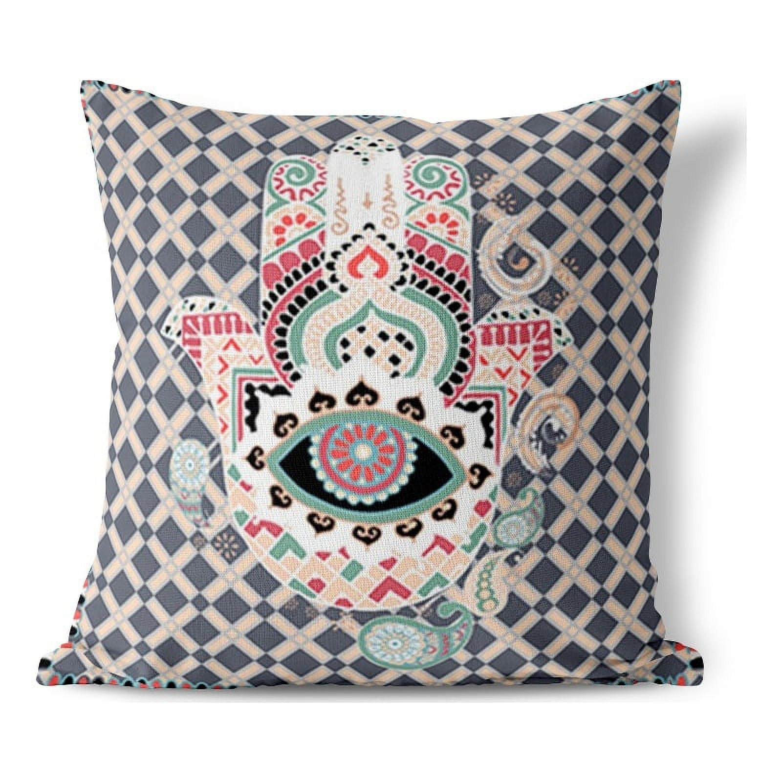 Heavenly Hand Indoor/Outdoor Pillow with Removable Cover in Gray 20x20 ...