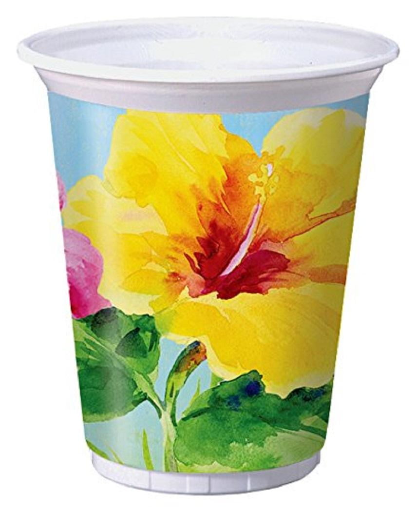Heavenly Hibiscus Flower Tropical Luau Theme Beach Party 16 oz. Plastic ...