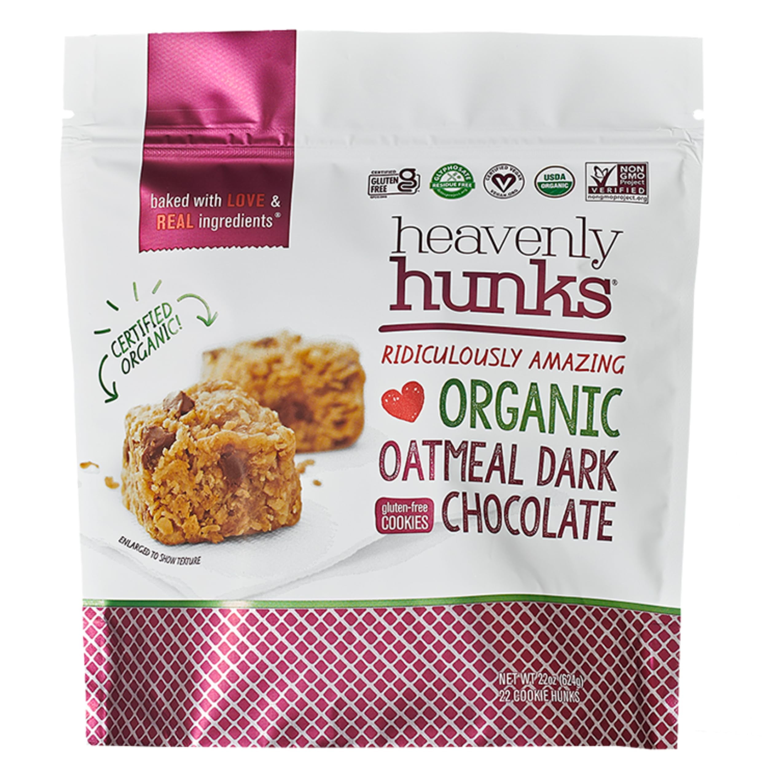 Heavenly Hunks Organic Oatmeal Dark HYZ01 Chocolate Chip - 22oz Bag - Walmart.com