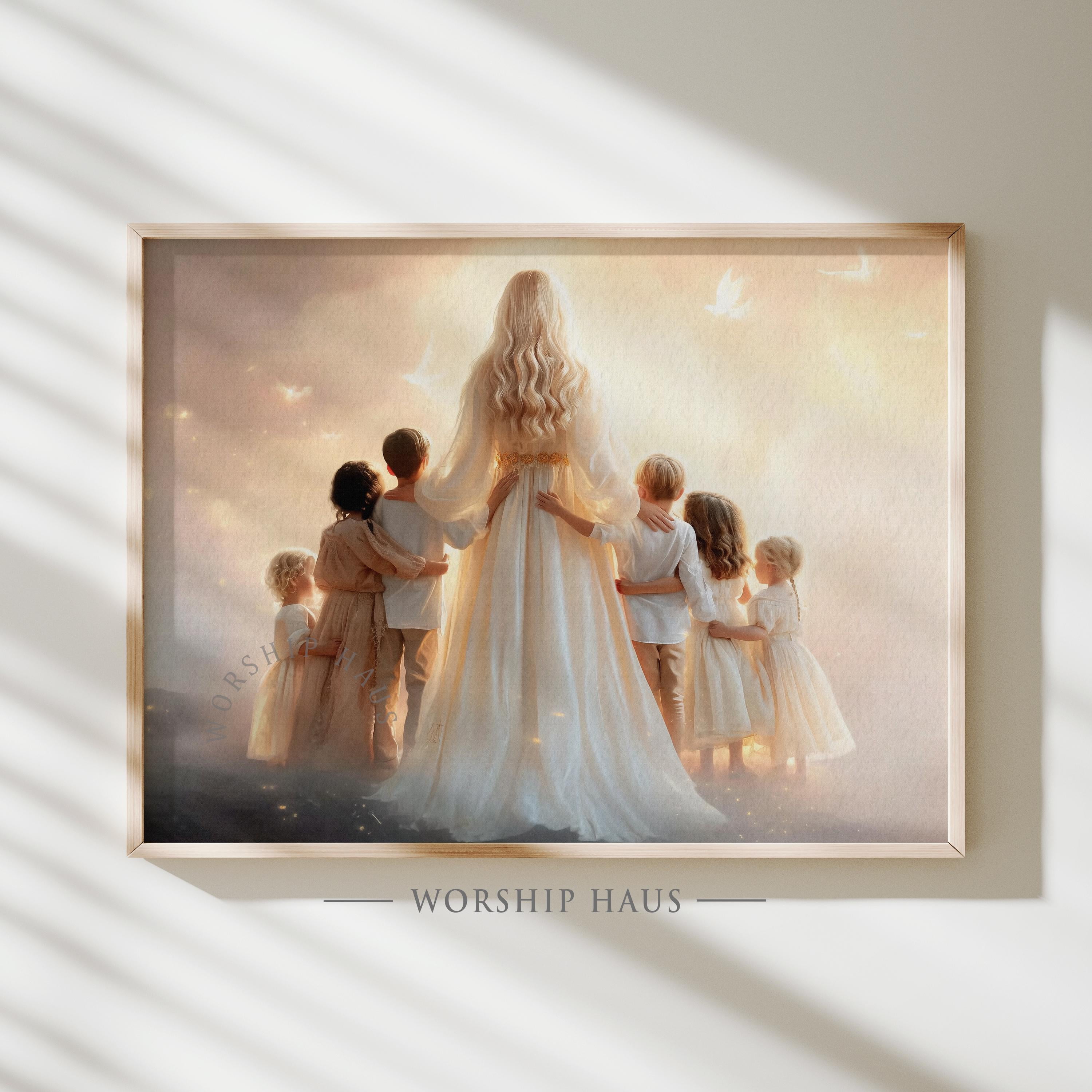 Heavenly Mother And Spirit Children Print, Feminist Family Art, God The ...