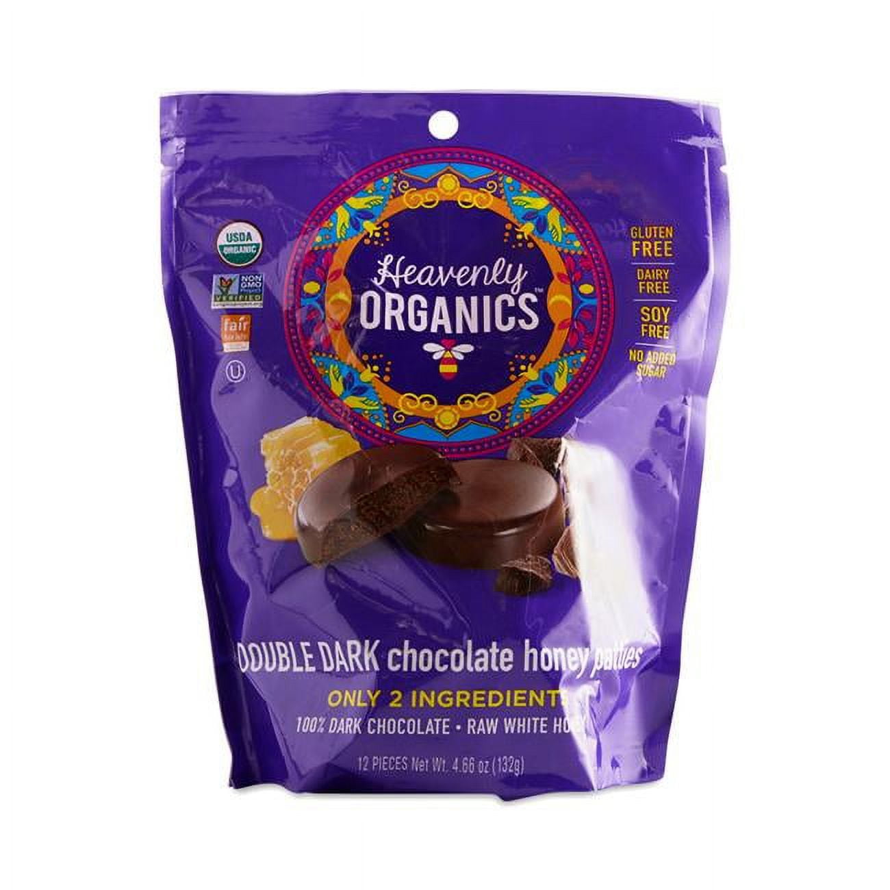 Heavenly Organics Candy Chocolate Honey Patties Double Dark Chocolate ...