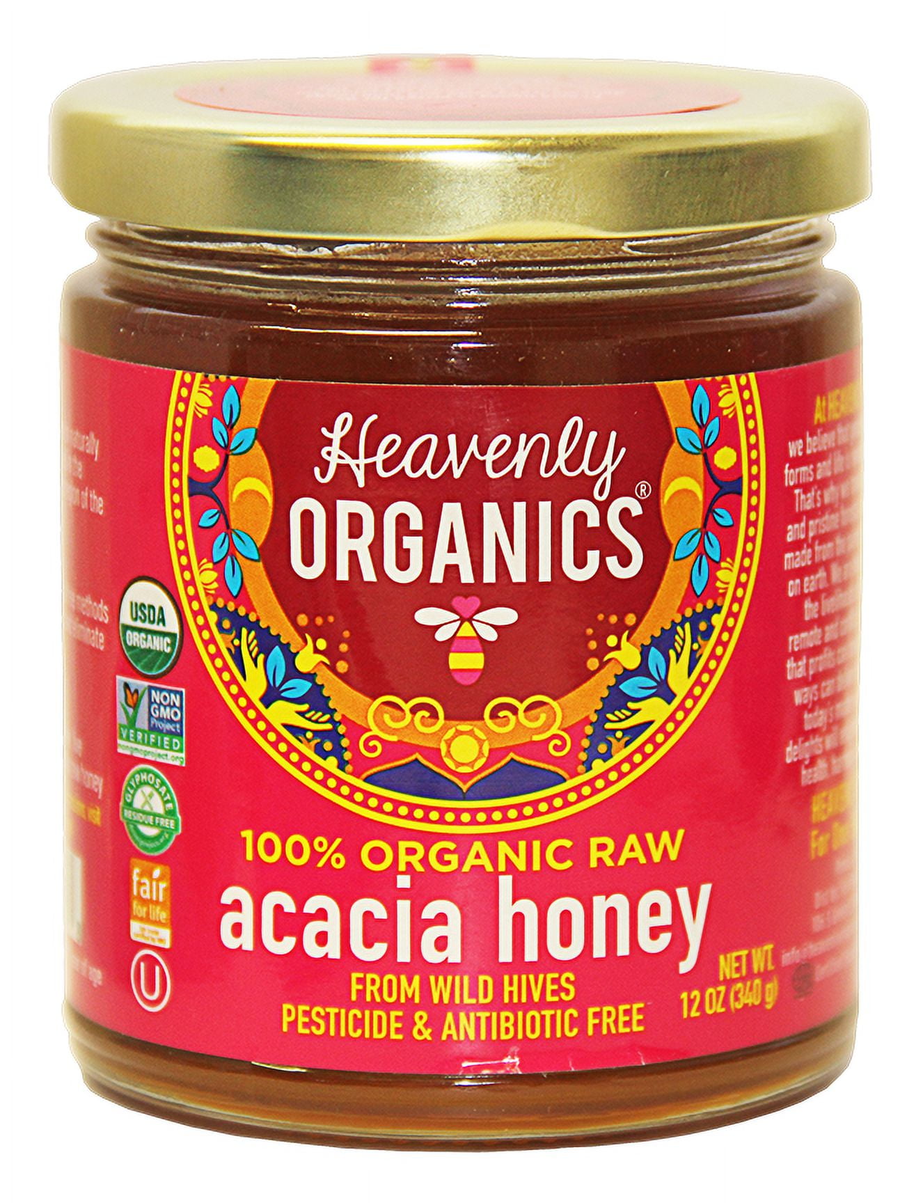 Heavenly Organics 100% Organic Raw Acacia Honey, Wild and Free ...