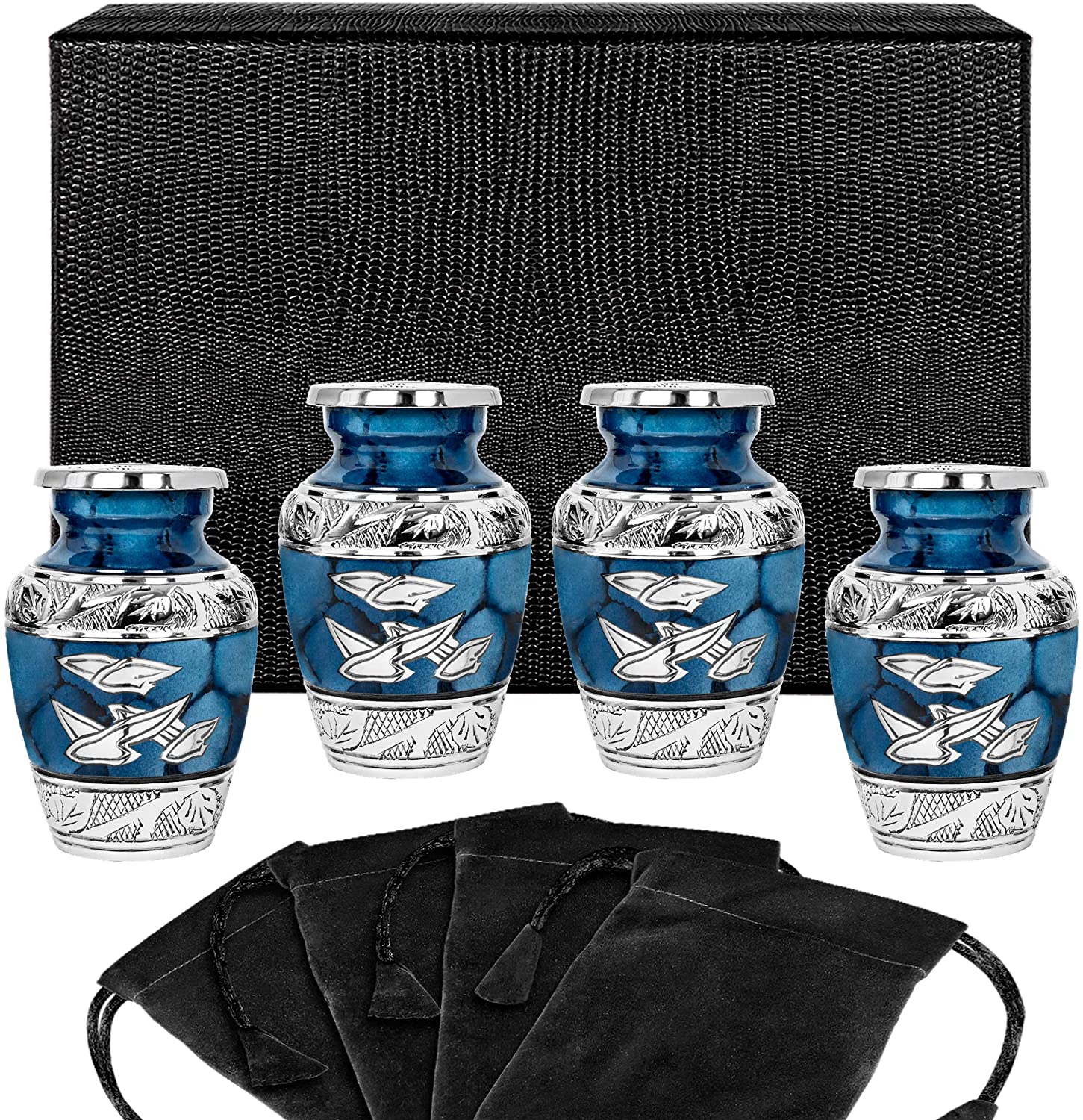 True Point Memorials - Dark Blue Wings Mini Keepsake Funeral Urns for ...