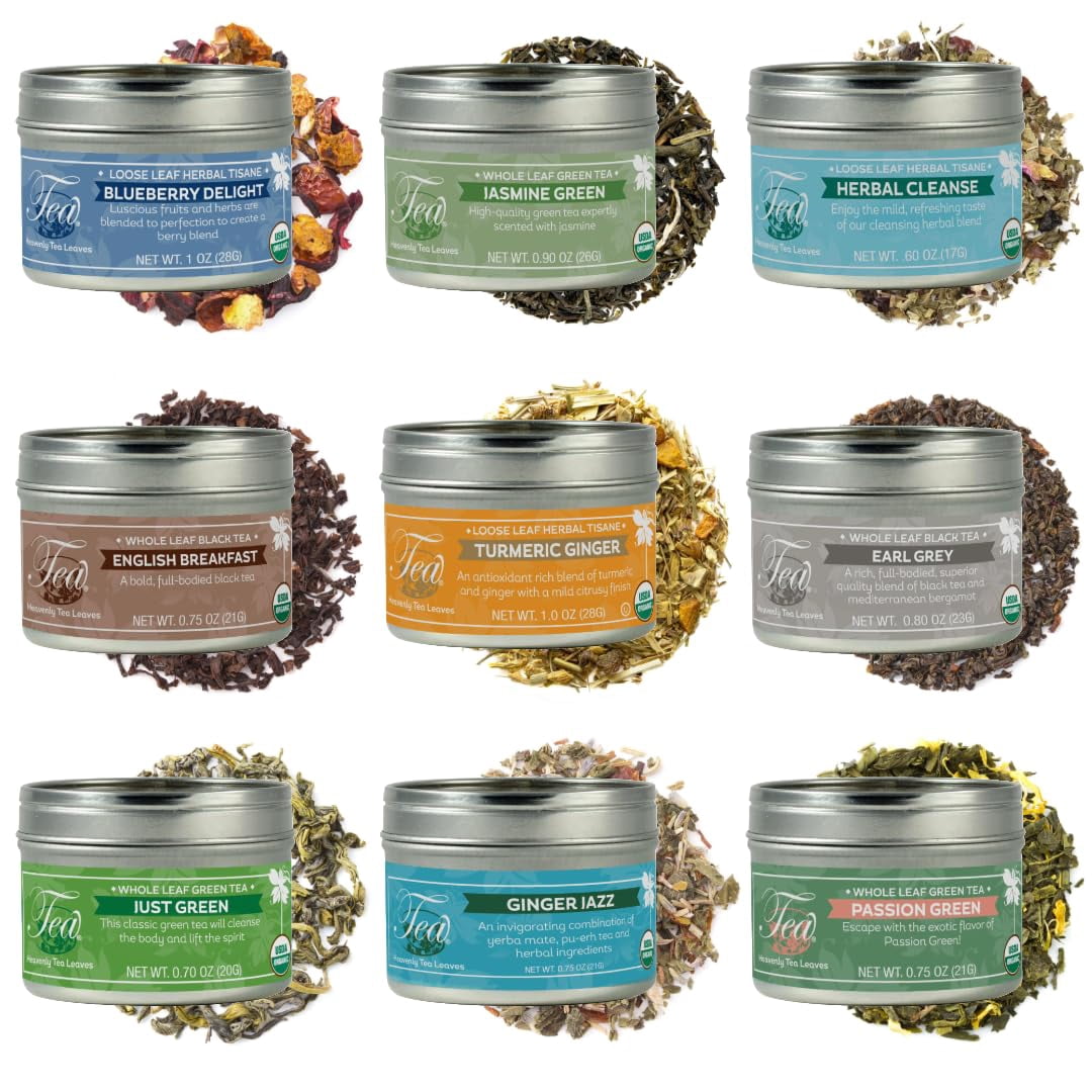 Heavenly Tea Leaves Organic Loose Leaf Tea Sampler Set (Approx. 90 Cups ...