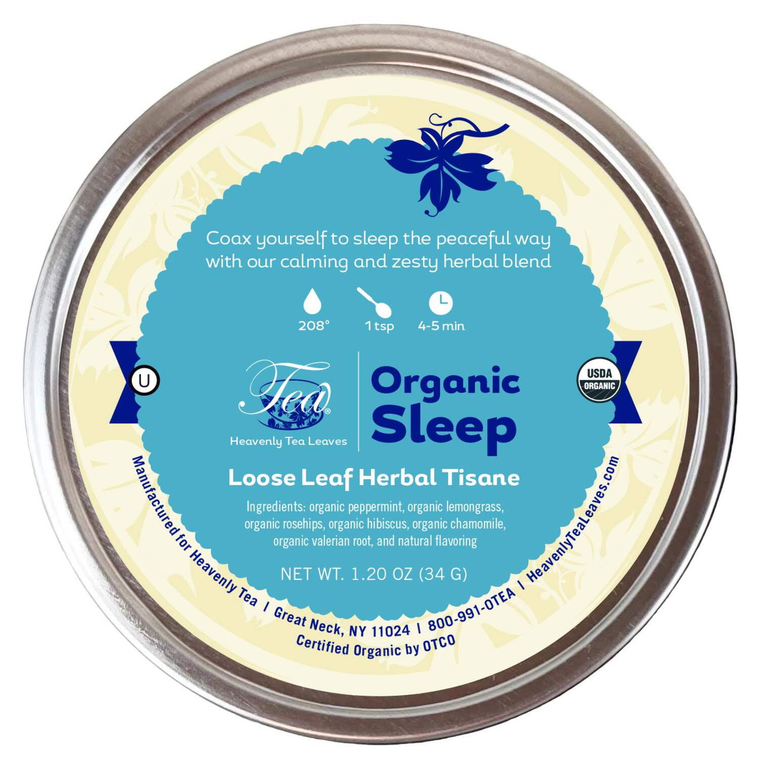 Heavenly Tea Leaves Organic Sleep, Loose Leaf Herbal Tea Tin - Walmart.com