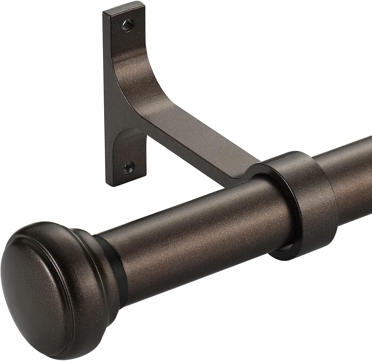 Heavy Adjustable Curtain Rod, 144-164 Inch, Round Cap, Premium Aluminum ...