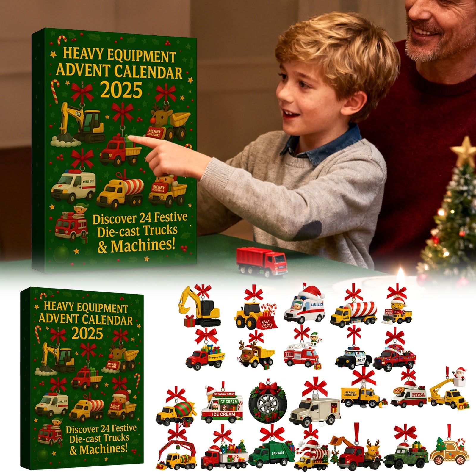 Heavy Advent Calendar 2025 With 24 Days Of Trucks Acrylic Hanging ...