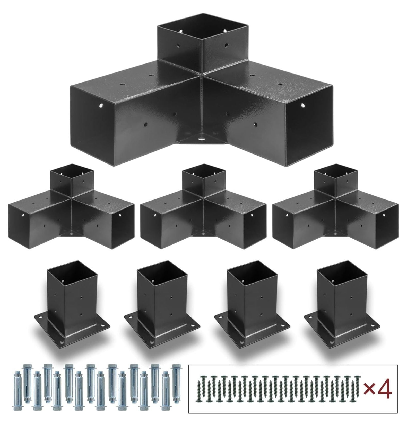 Heavy Alloy Steel Pergola Brackets Kit with 4pcs 3-Way Right Angle ...