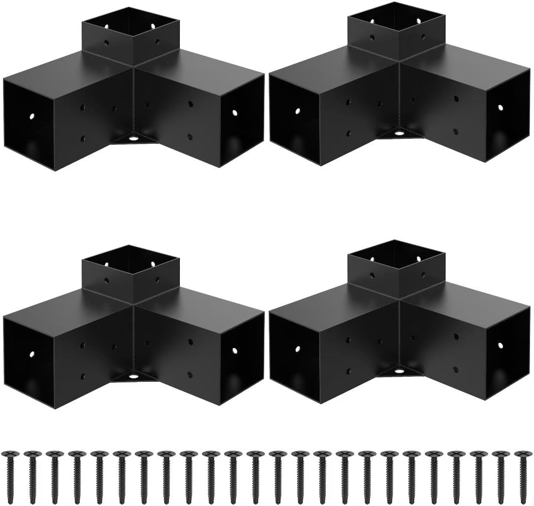 Heavy Alloy Steel Pergola Kit with 3-Way Brackets for 4"x 4" (Actual 3. ...