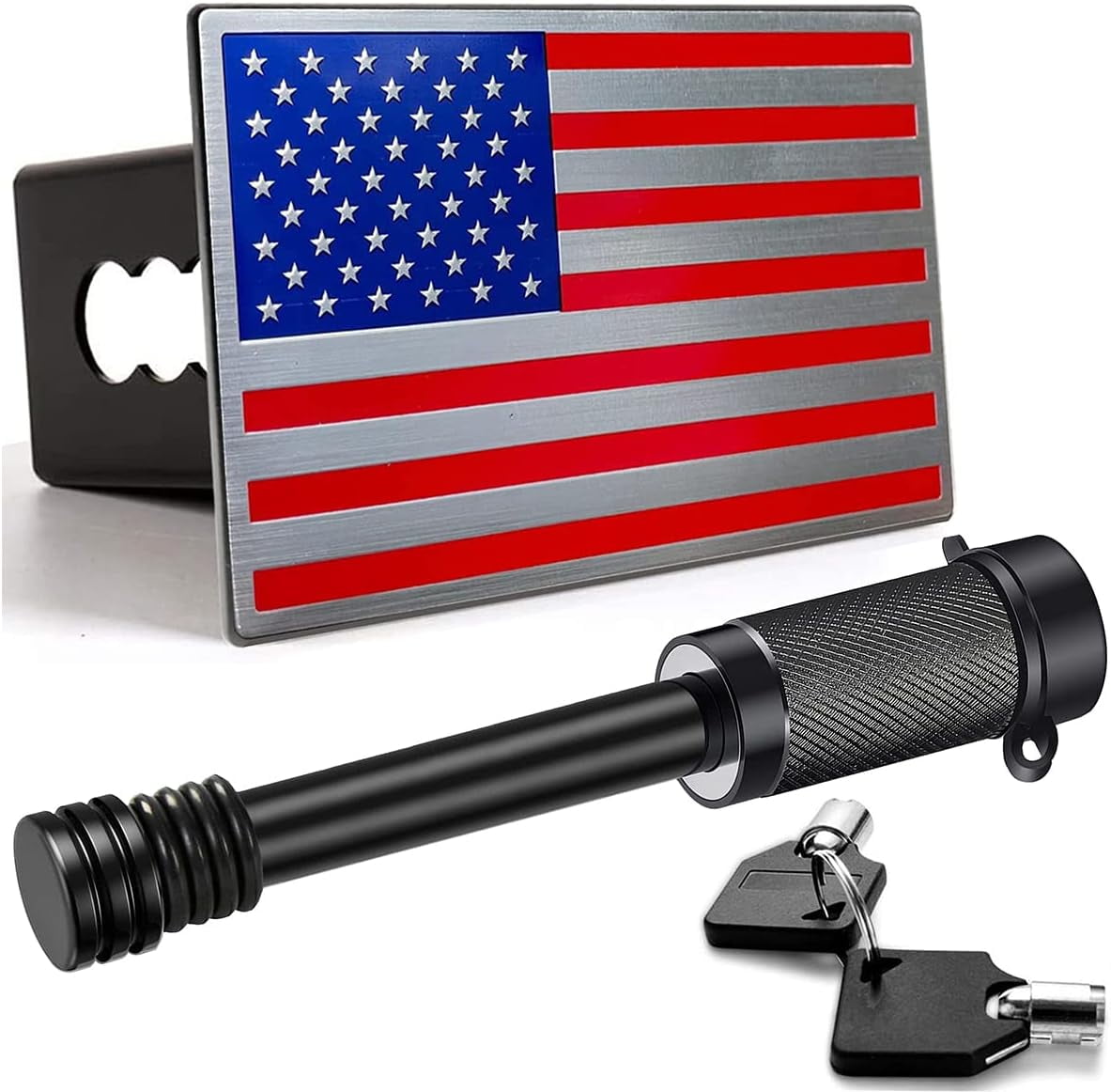 Heavy American Flag Metal Trailer Hitch Cover for 2 inch Receivers（with ...