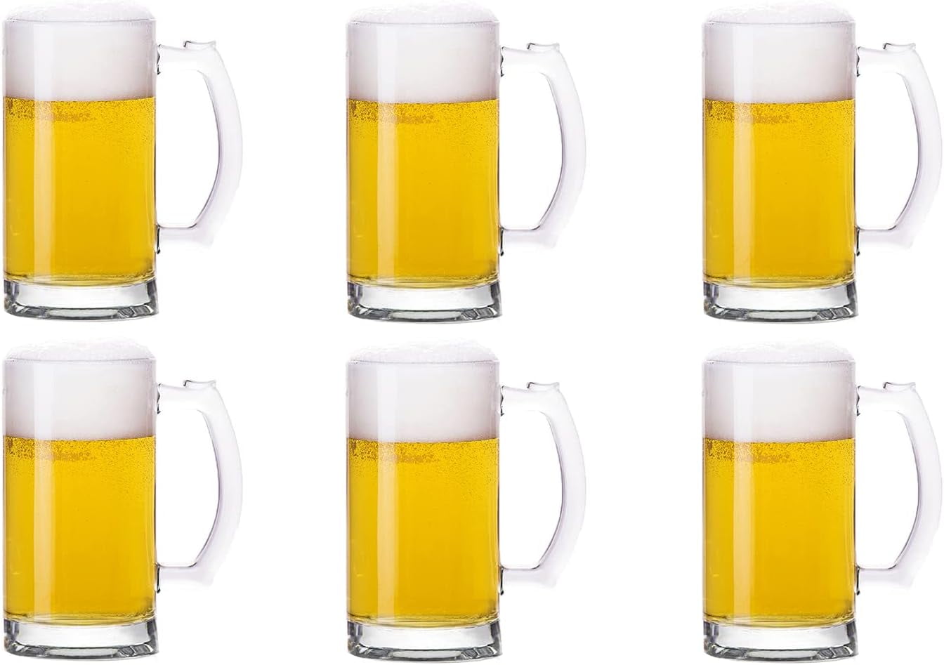 Heavy Beer Mugs Set, 16oz Glass Mugs With Handle, Beer Glasses For ...
