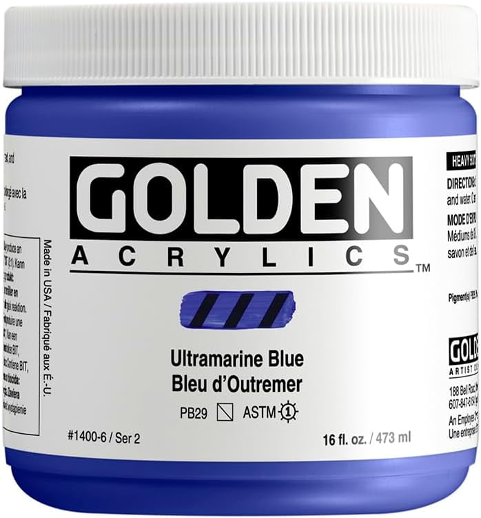 Heavy Body Acrylics by GOLDEN, Ultramarine Blue, 16 fl. oz. Jar ...