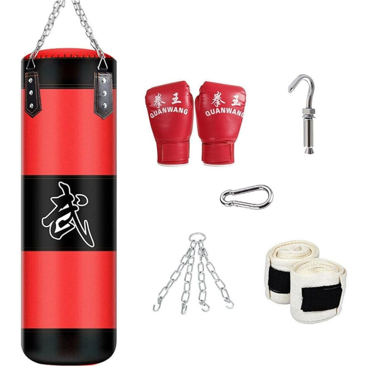 Heavy Boxing Punching Bag with Training Gloves MMA Kicking Home GYM ...