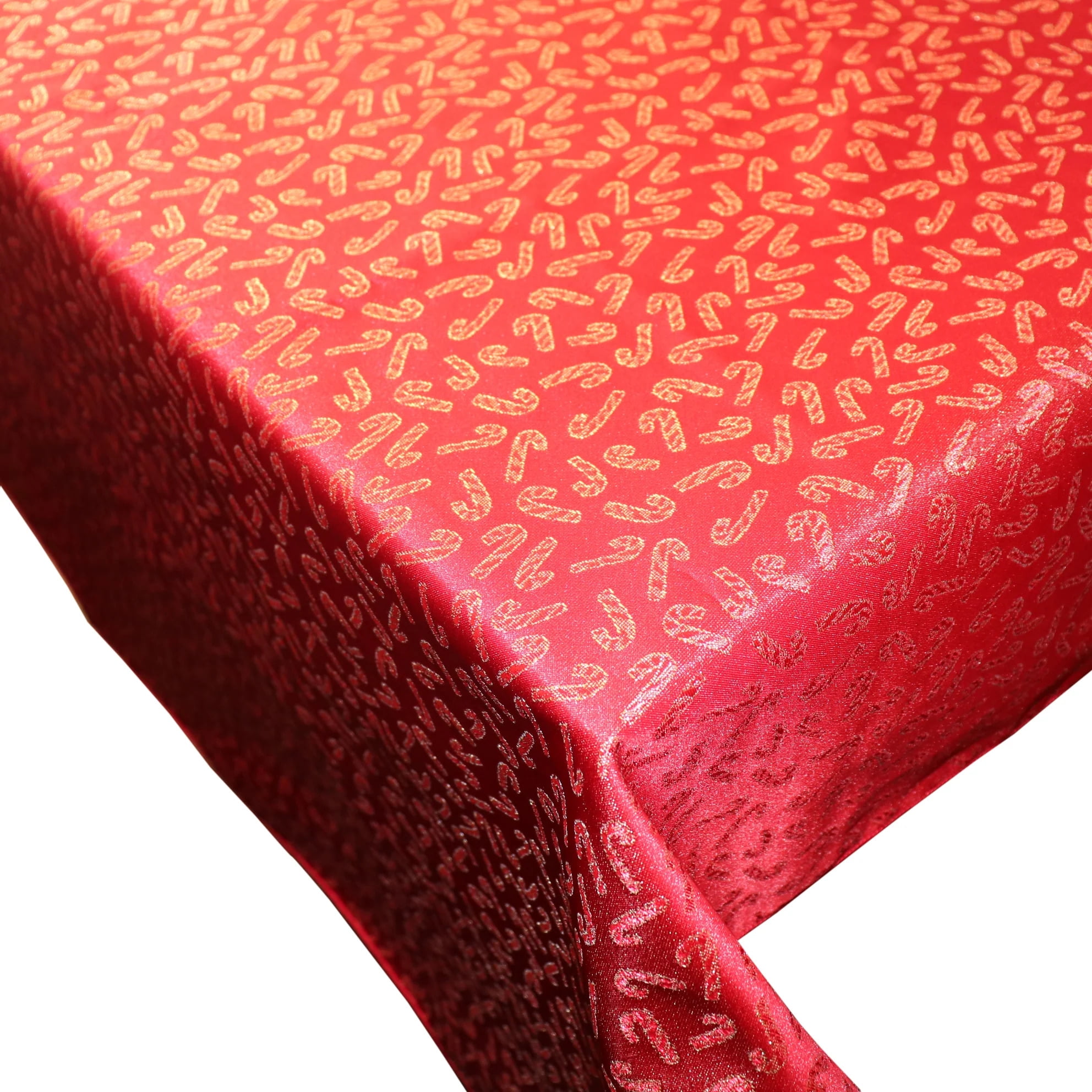 Heavy Brocade Shiny Christmas Tablecloth Candy Canes Red - Walmart.com