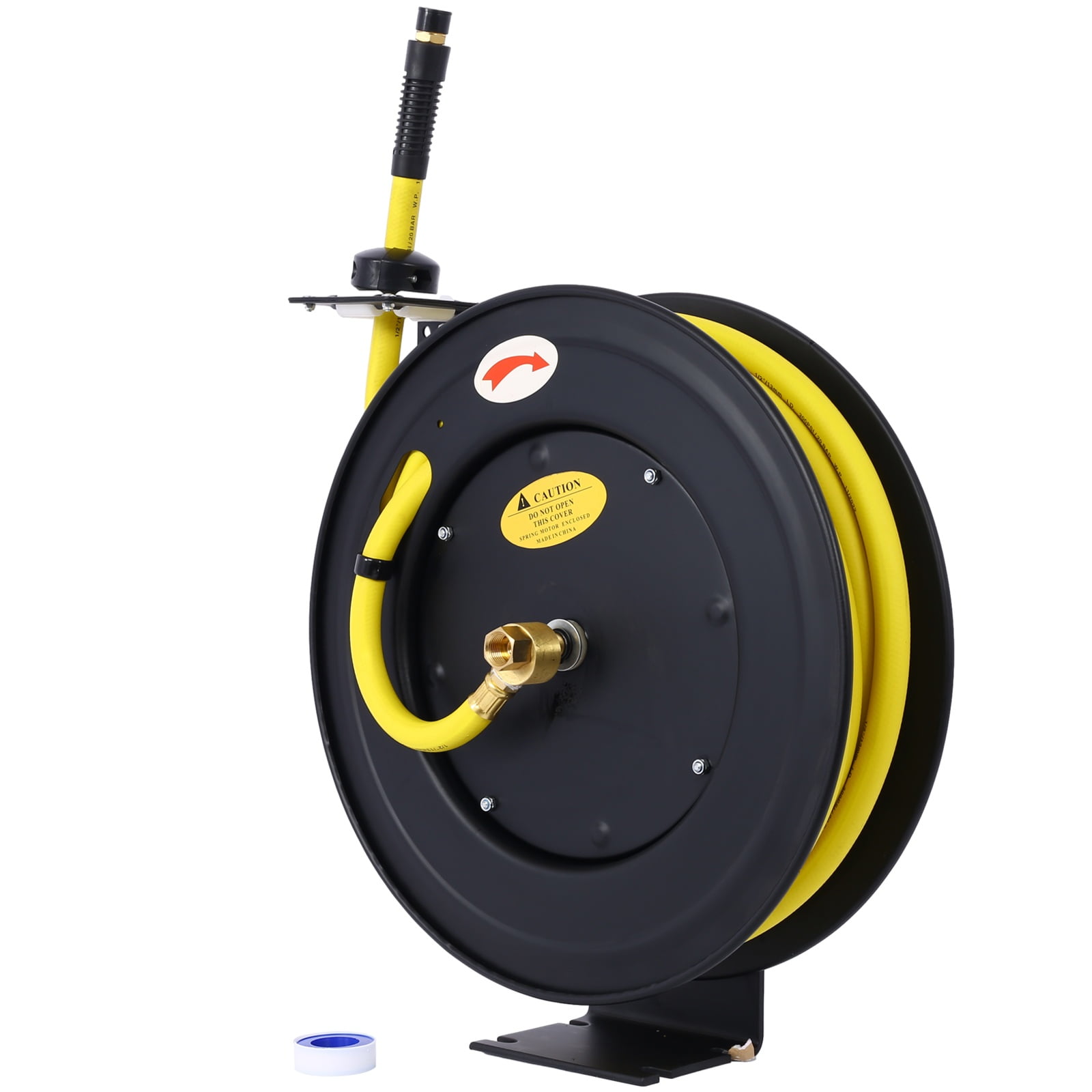 Heavy Duty 1/2" x 50' Retractable Air Hose Reel, Auto Rewind Steel Reel ...