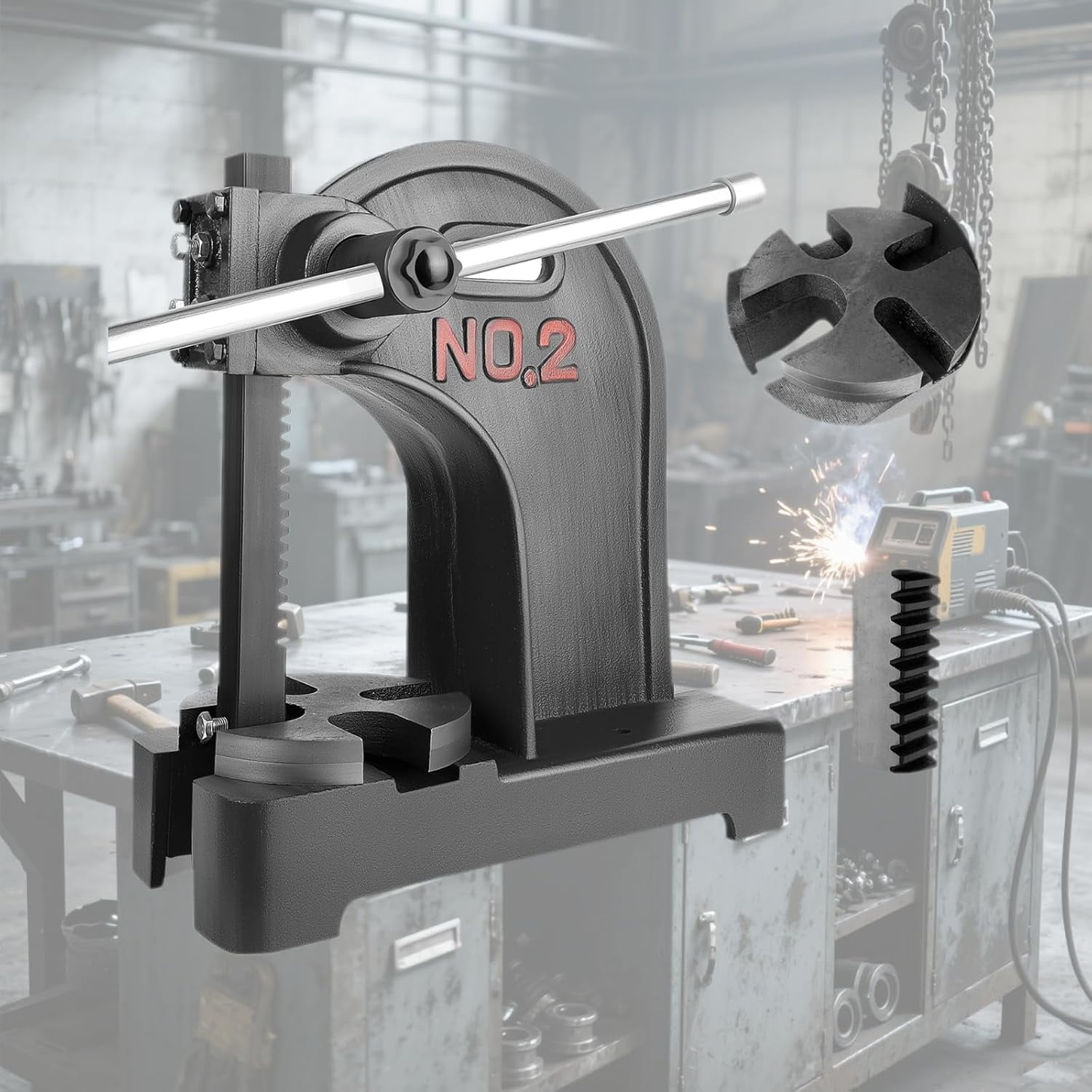 Heavy Duty 1 Ton Arbor Press, Manual Arbor Press, 6"" Maximum Height ...
